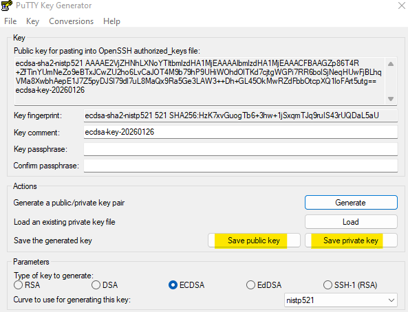 How To-Configure ECDSA (nistp521) key-based authentication for Titan ...